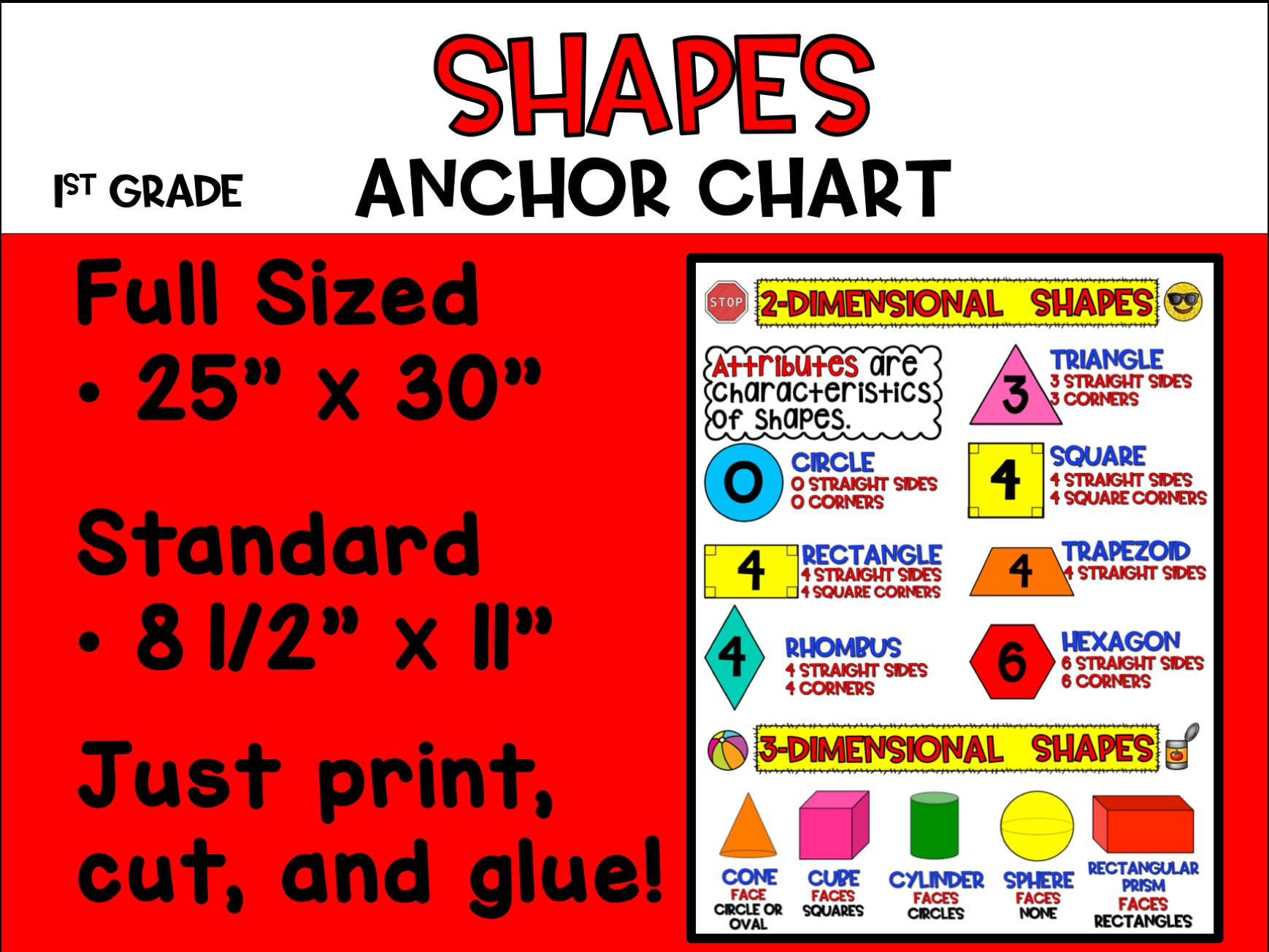 Shapes | Geometry | Anchor Chart | First Grade - Etsy