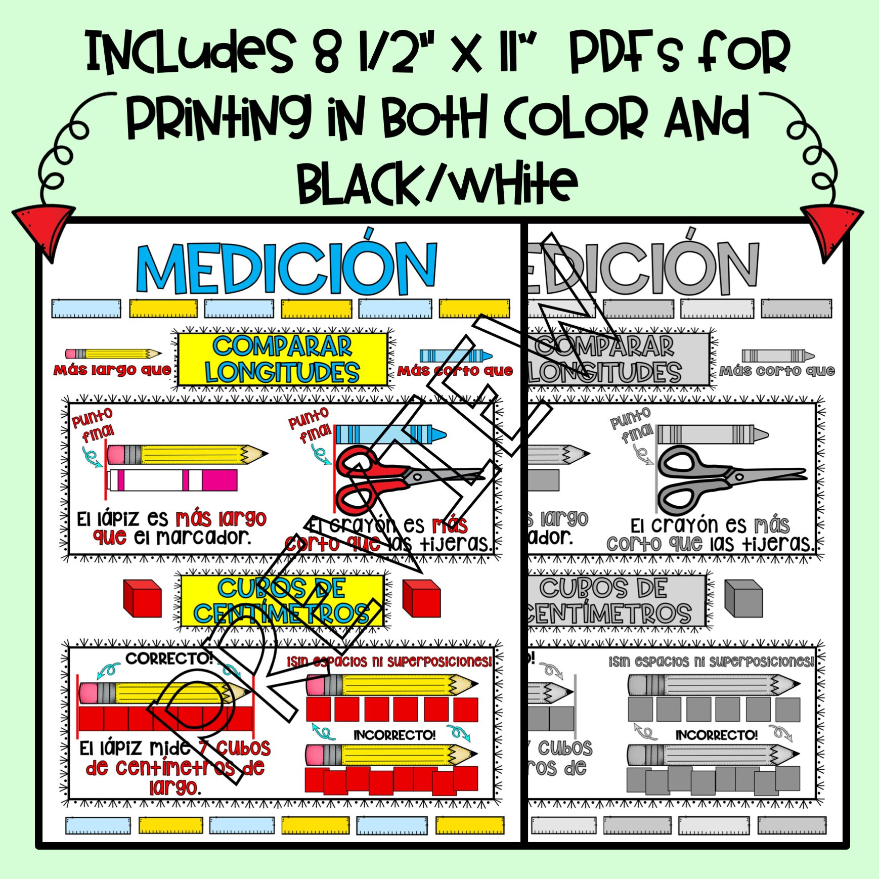 Spanish Measurement Anchor Chart | First Grade - Etsy