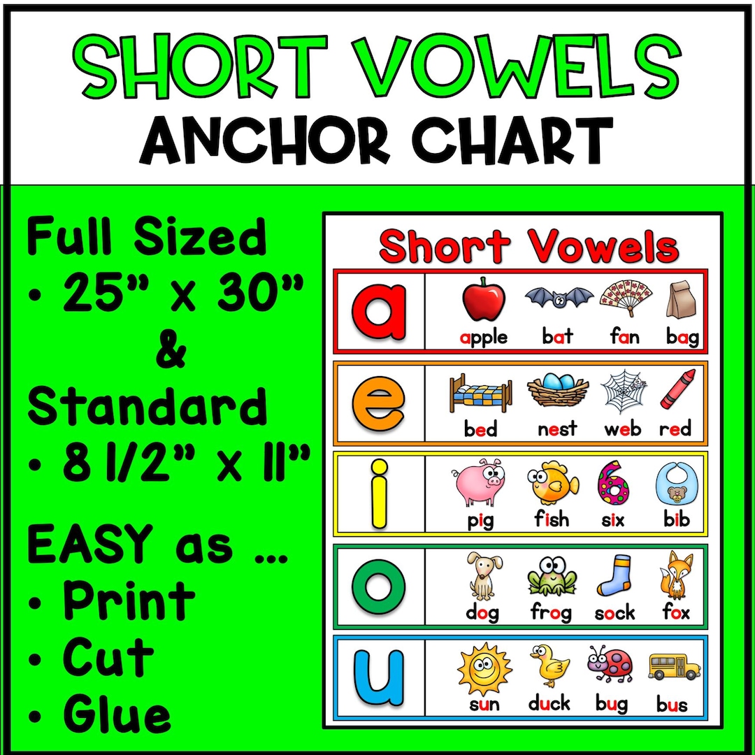Short Vowels Anchor Chart | Poster - Etsy