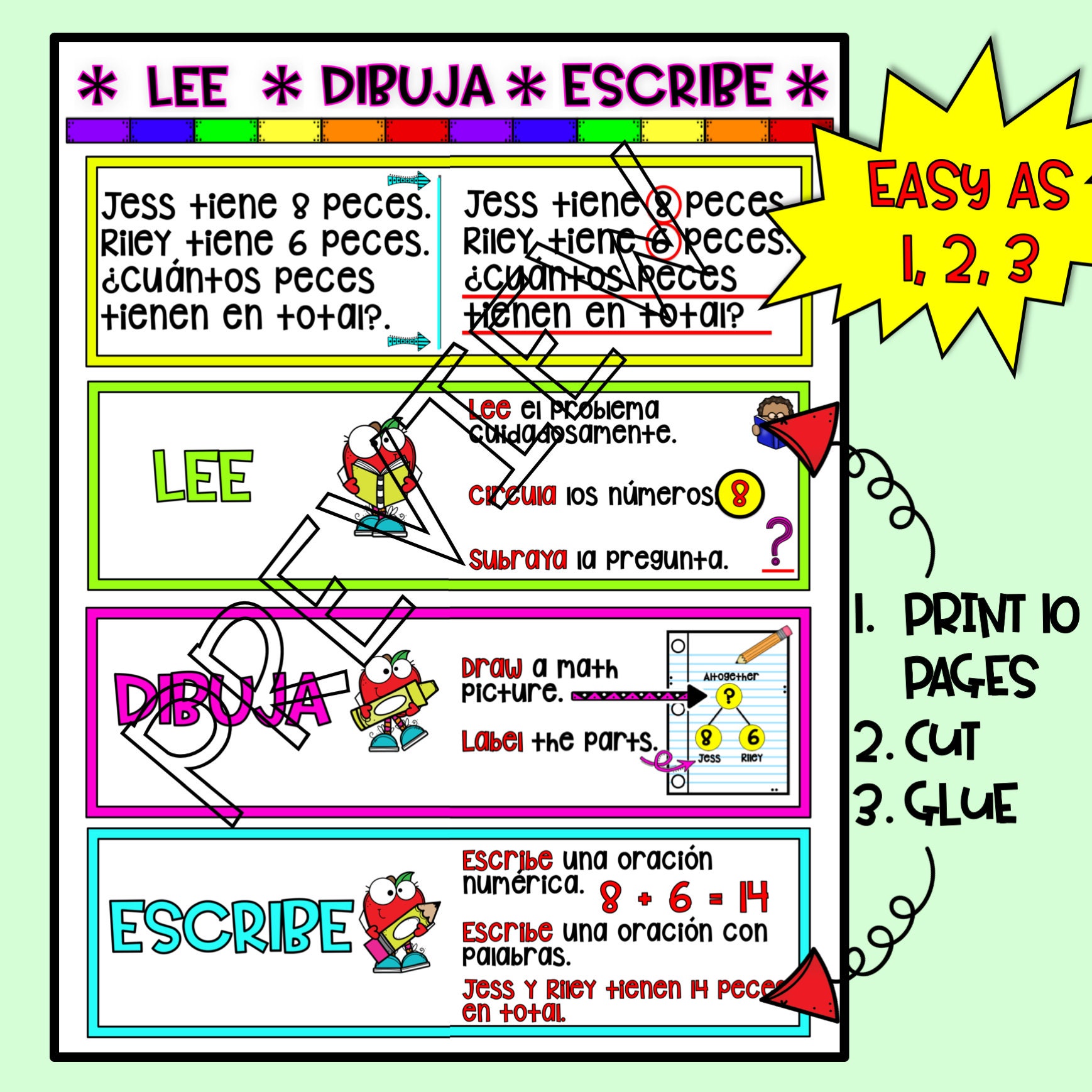 Spanish Read, Draw, Write Anchor Chart - Etsy