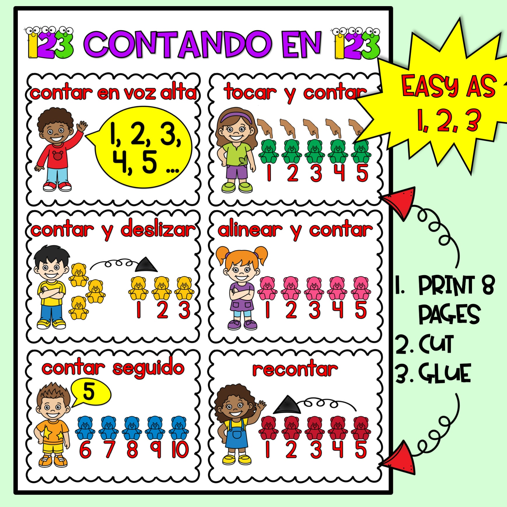 Spanish Counting Anchor Chart | Kindergarten - Etsy