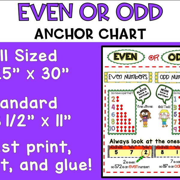 Odd and Even Anchor Charts - Etsy