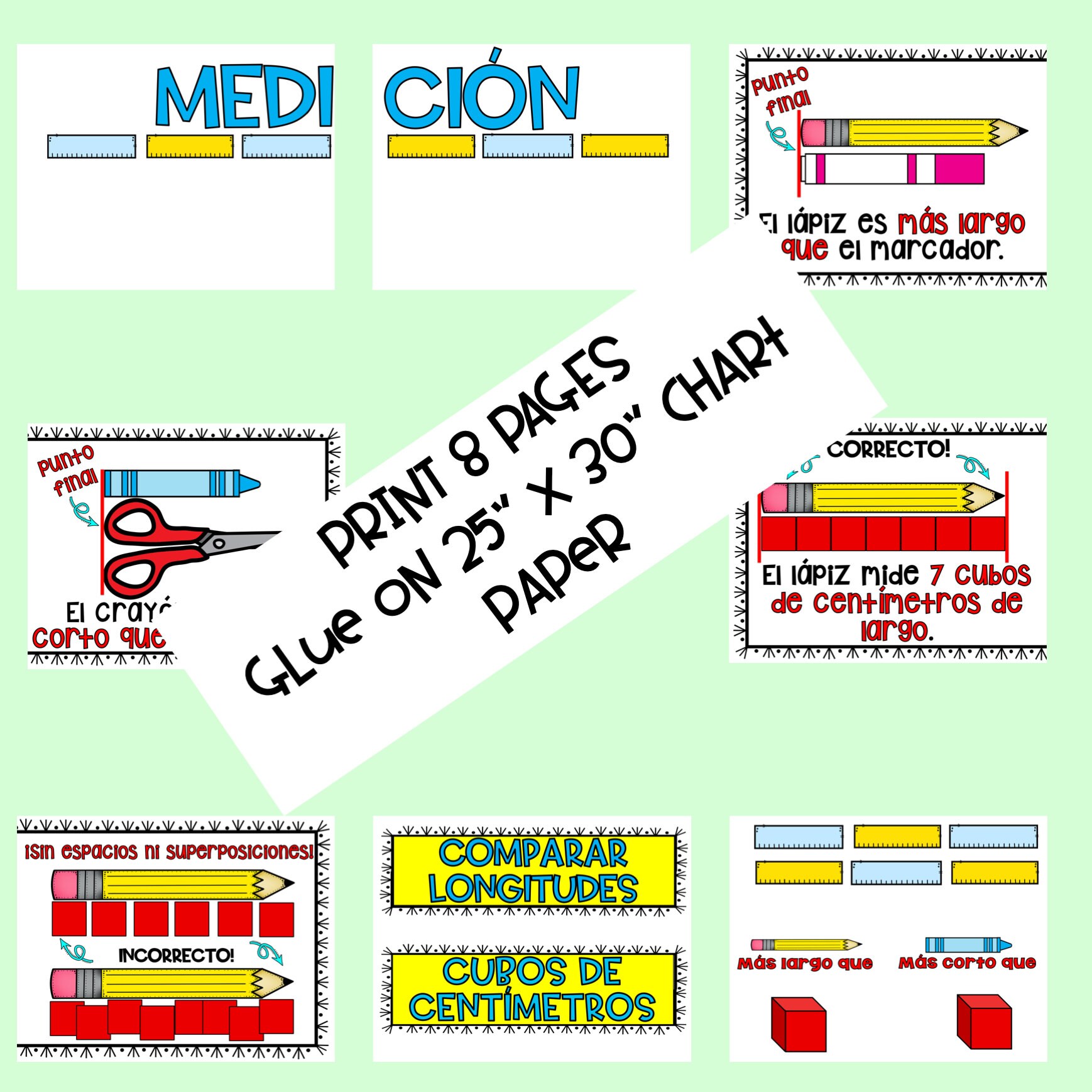 Spanish Measurement Anchor Chart | First Grade - Etsy