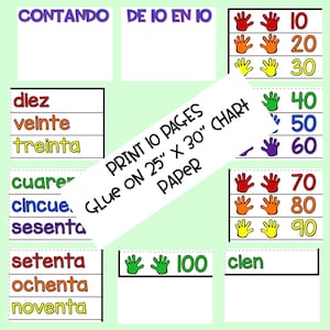 Spanish Counting by Tens Anchor Chart | Kindergarten - Etsy