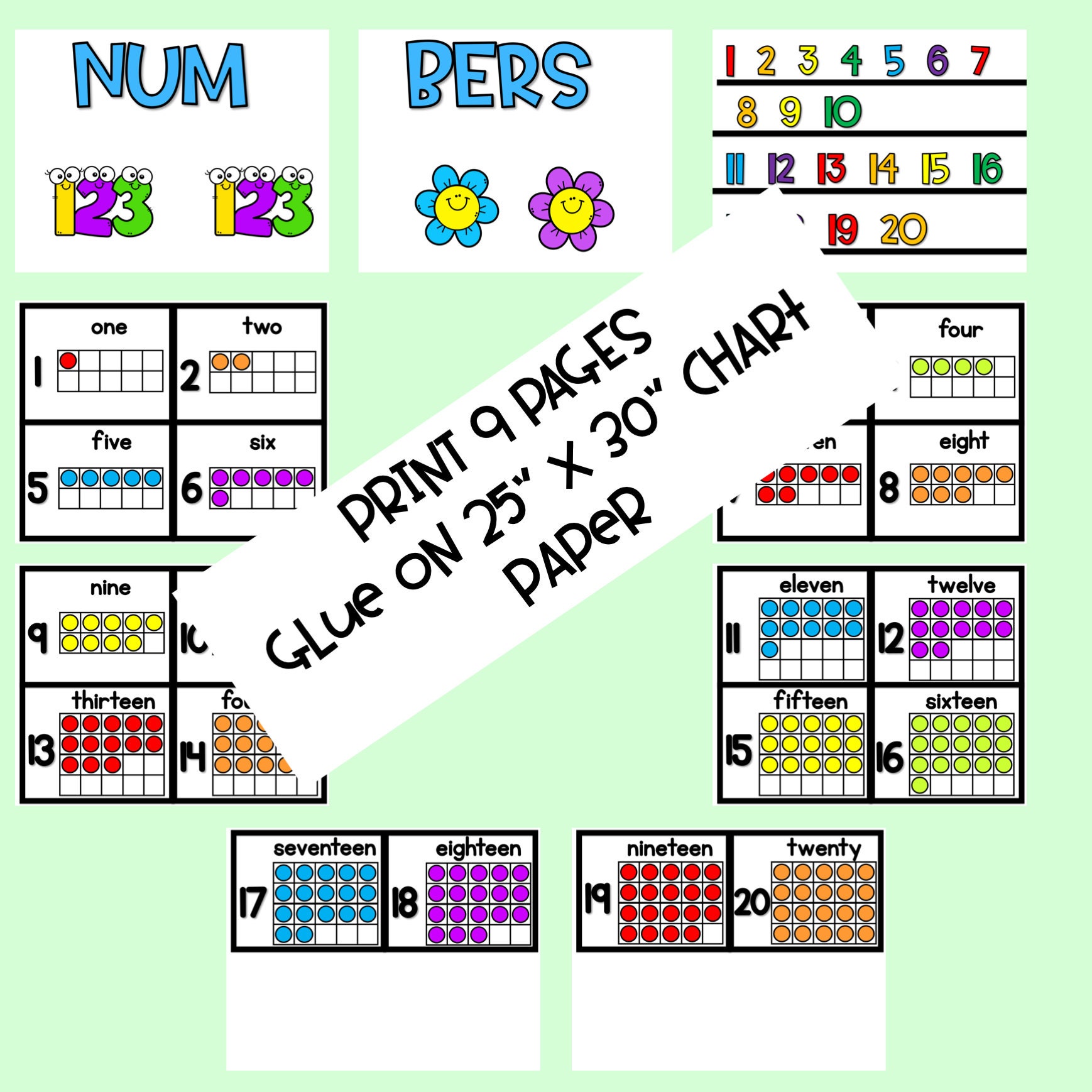 Numbers 1 - 20 Anchor Chart | Kindergarten - Etsy