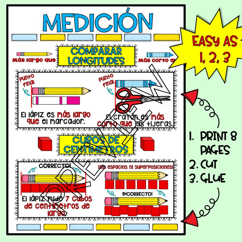 Spanish Measurement Anchor Chart | First Grade - Etsy