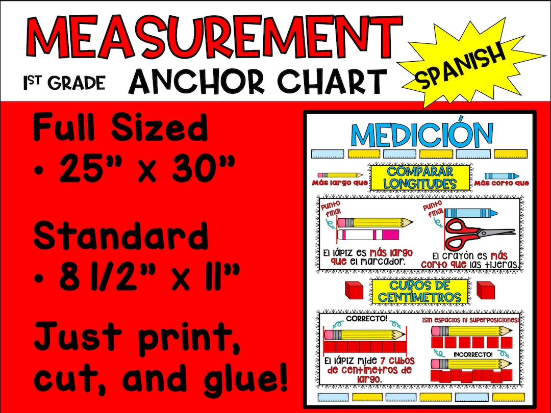 Spanish Measurement Anchor Chart | First Grade - Etsy