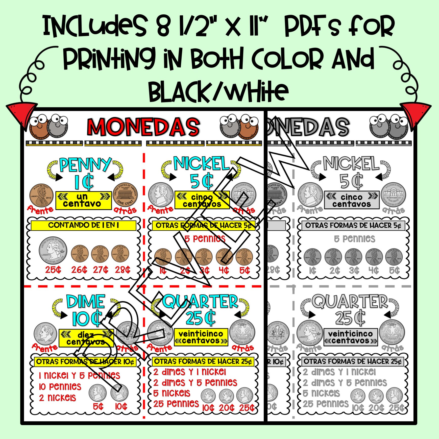 Spanish Money | Coins | Anchor Chart | First Grade - Etsy