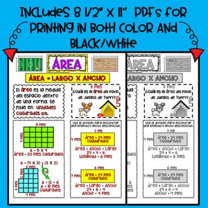Spanish Area Anchor Chart | 3rd Grade - Etsy