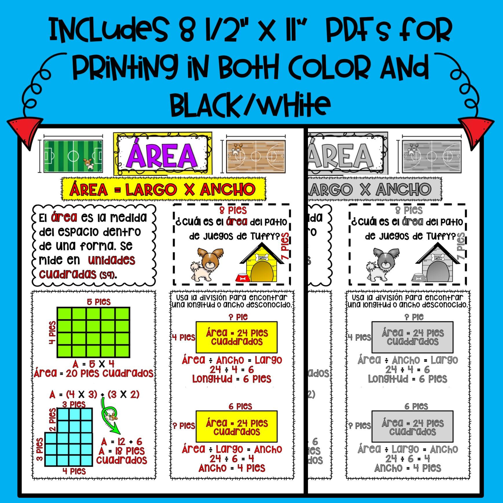 Spanish Area Anchor Chart | 3rd Grade - Etsy