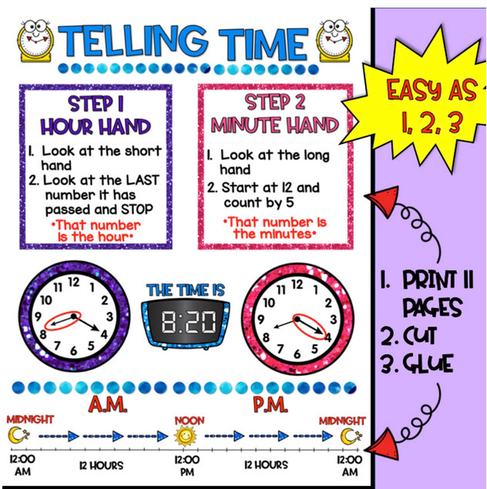 Telling Time Anchor Chart | 2nd Grade - Etsy
