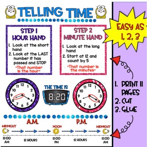 Telling Time Anchor Chart | 2nd Grade - Etsy