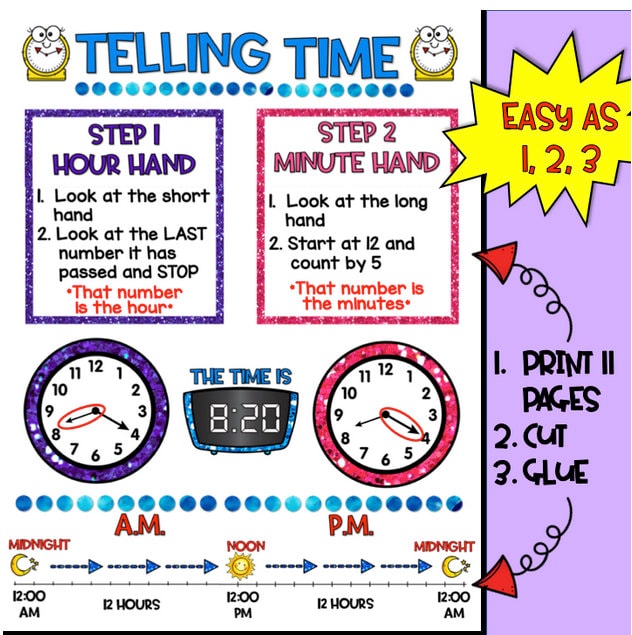Telling Time Anchor Chart 2nd Grade Etsy