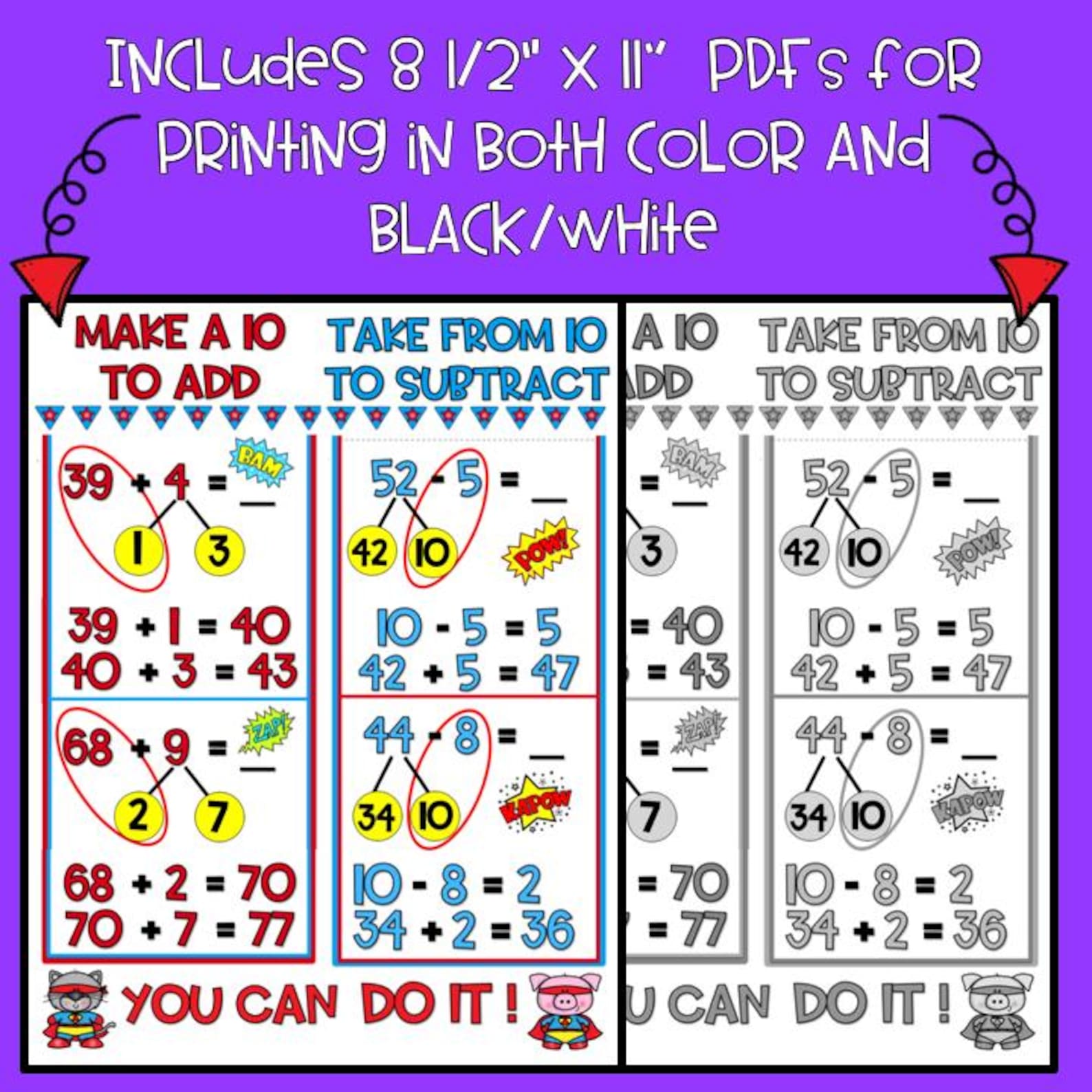 Make a Ten to Add and Subtract Anchor Chart | 2nd Grade - Etsy