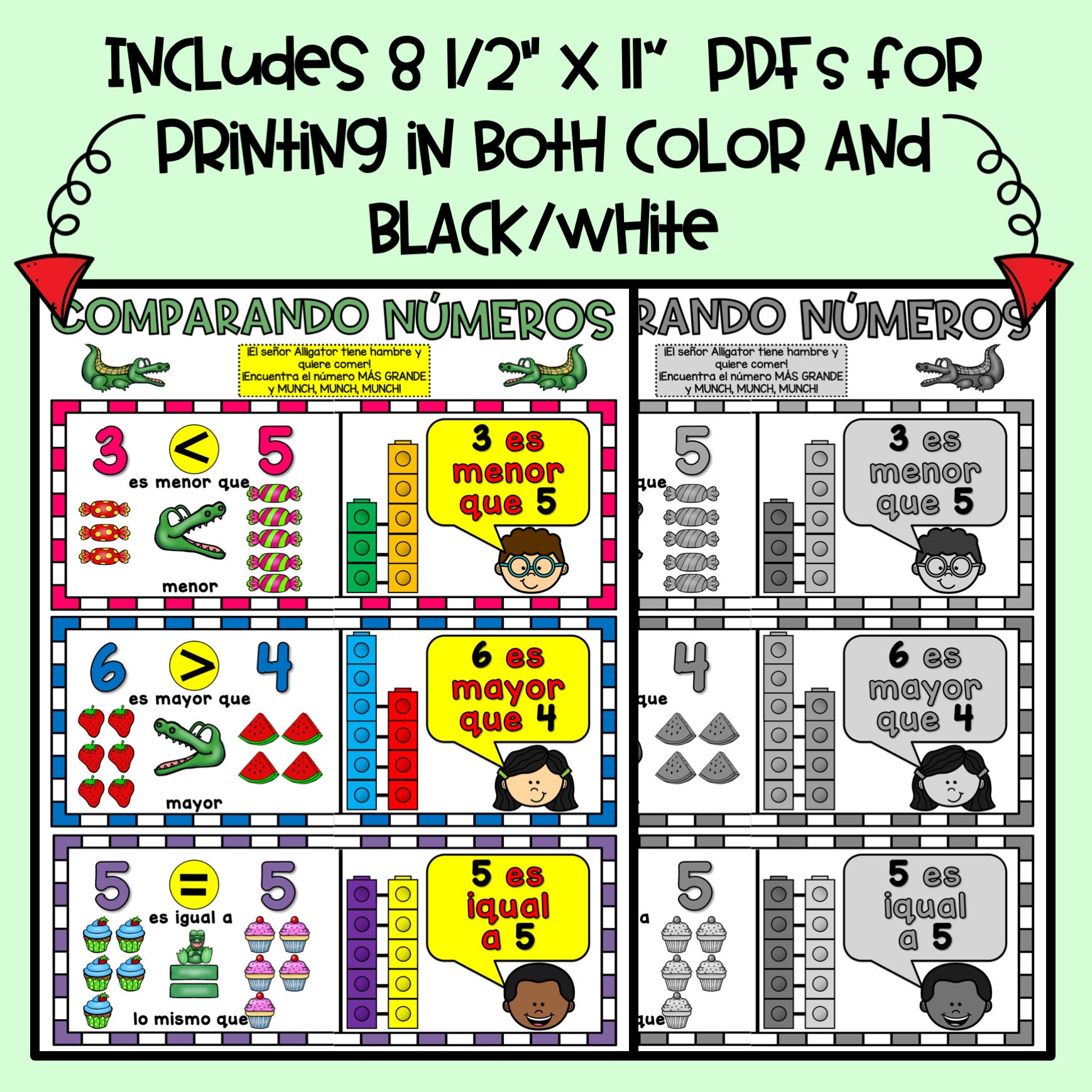 Spanish Comparing Numbers Anchor Chart | Kindergarten - Etsy