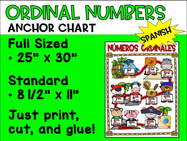 Spanish Ordinal Numbers Anchor Chart | Kindergarten - Etsy