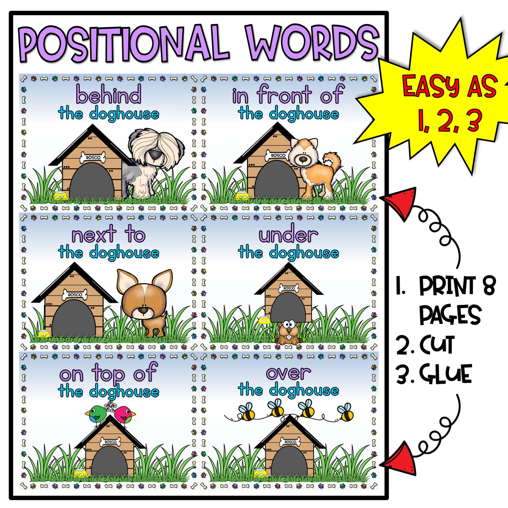Positional Words Anchor Chart | Kindergarten - Etsy