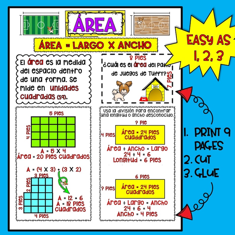 Spanish Area Anchor Chart | 3rd Grade - Etsy