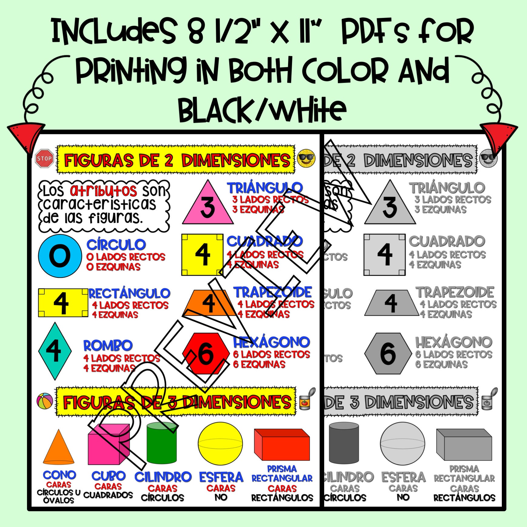 Spanish Shapes | Geometry | Anchor Chart | First Grade - Etsy