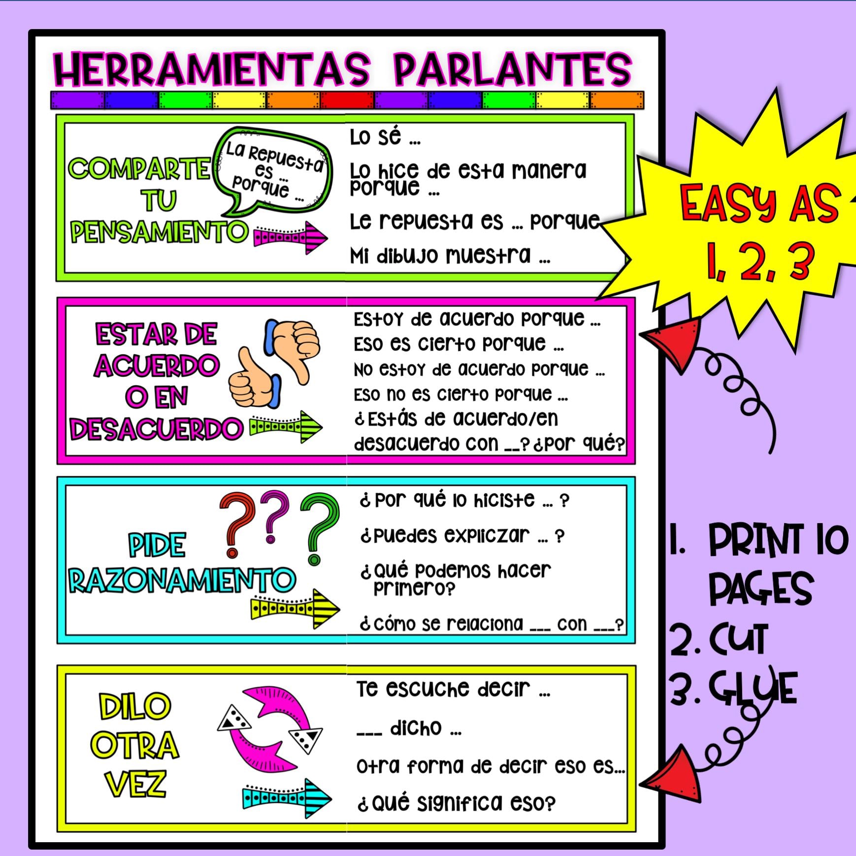 Spanish Talking Tools Anchor Chart | 2nd Grade - Etsy