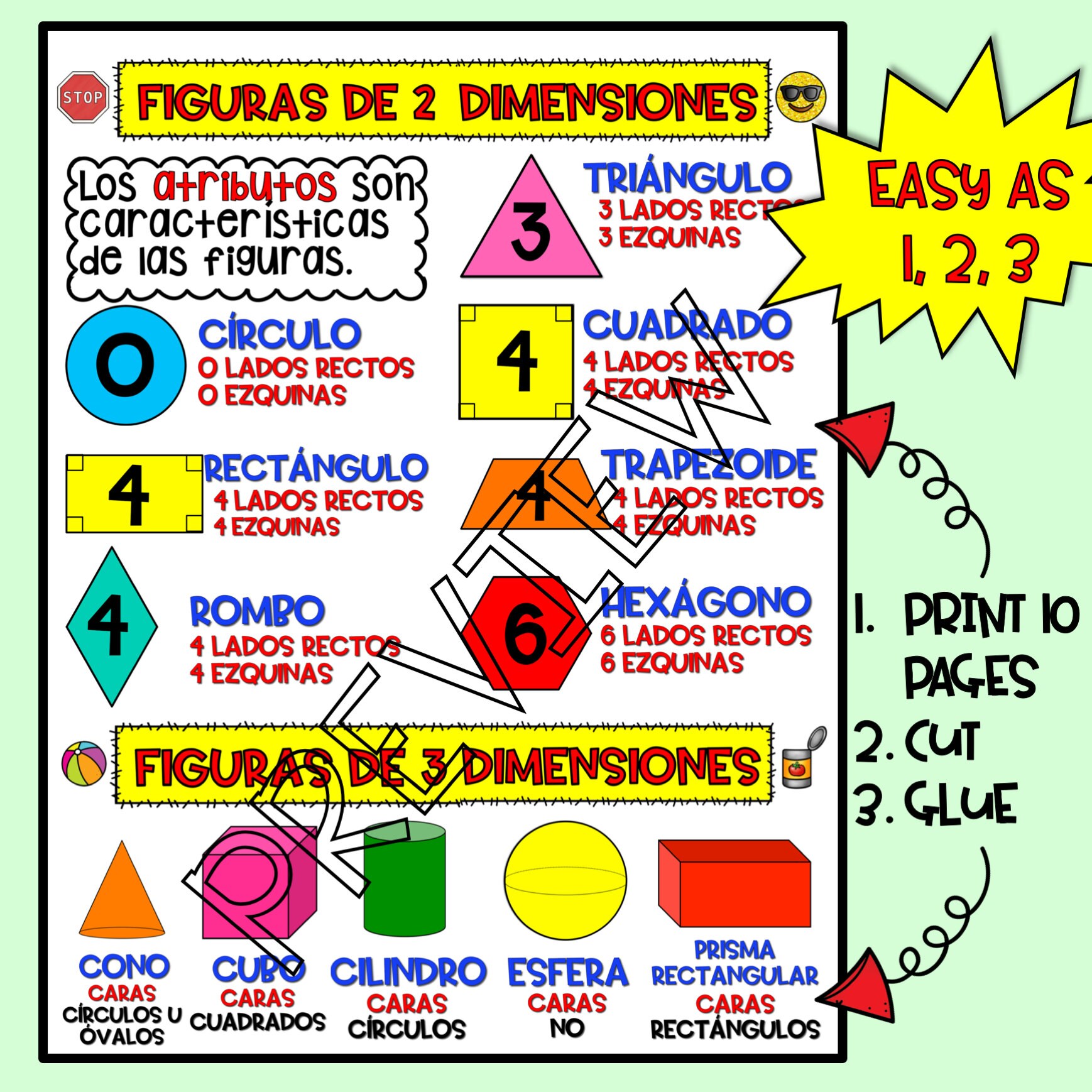 Spanish Shapes | Geometry | Anchor Chart | First Grade - Etsy