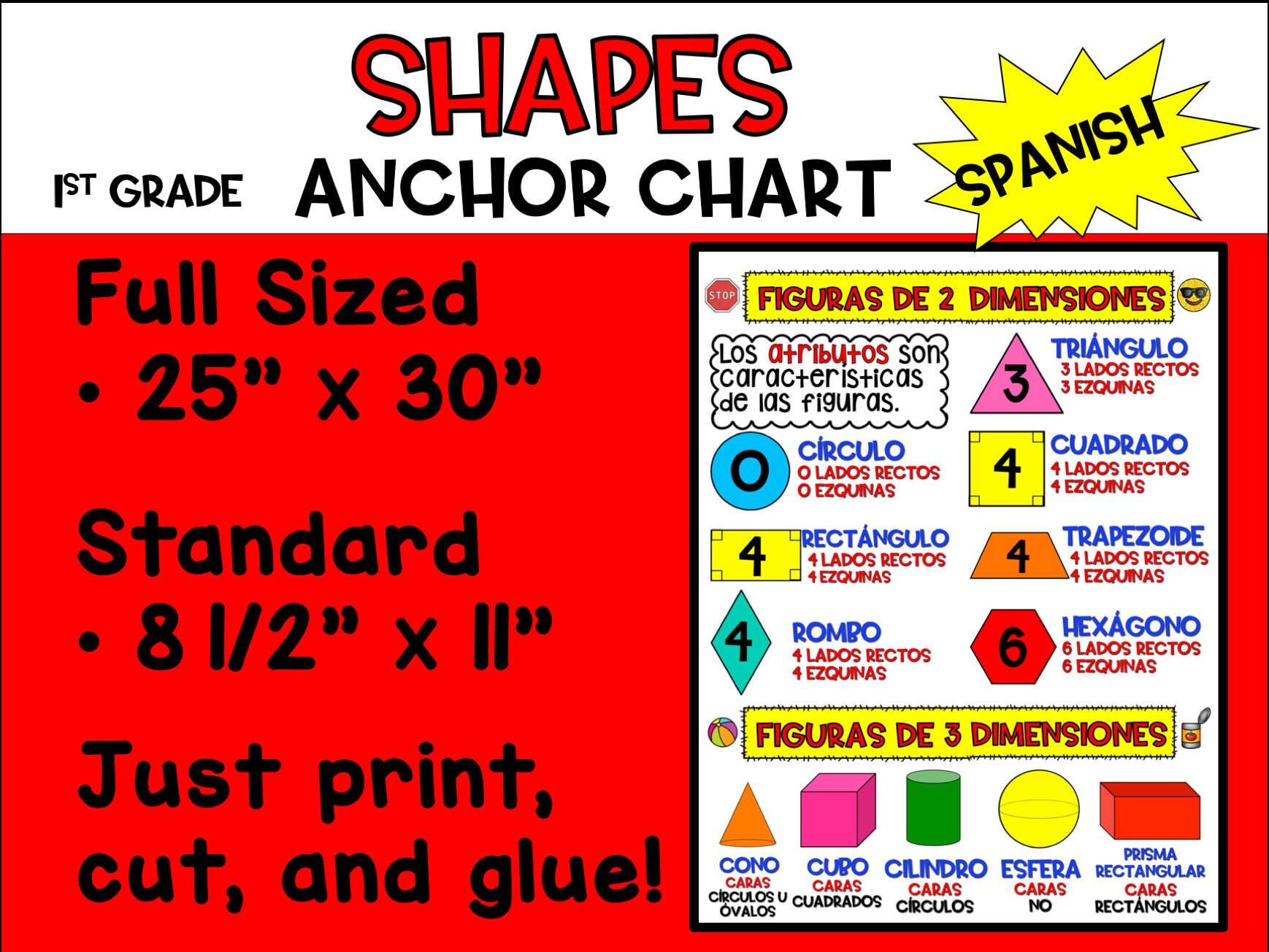 Spanish Shapes Geometry Anchor Chart First Grade - Etsy
