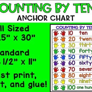 Counting by Tens Anchor Chart | Kindergarten - Etsy