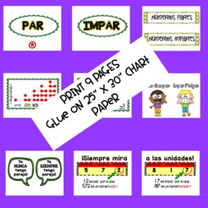 Spanish Even or Odd Anchor Chart | 2nd Grade - Etsy