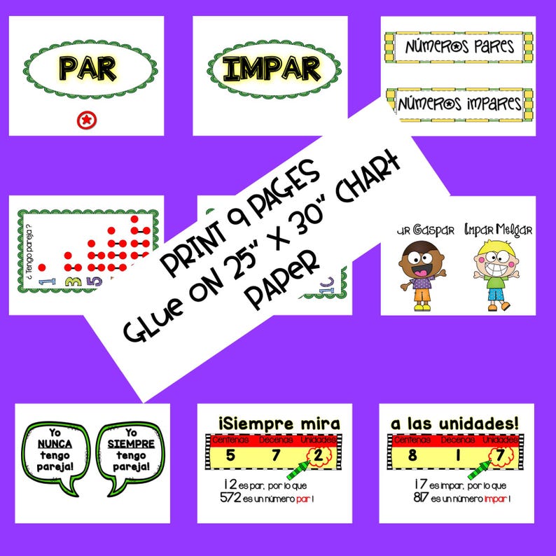 Spanish Even or Odd Anchor Chart | 2nd Grade - Etsy