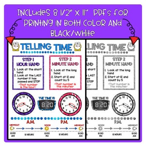 Telling Time Anchor Chart | 2nd Grade - Etsy