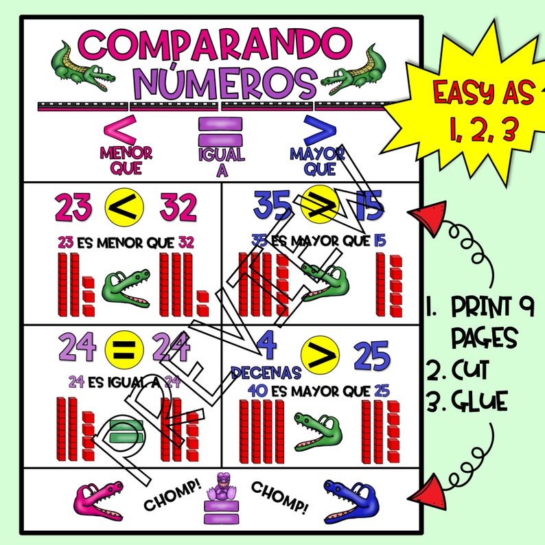 Spanish Comparing Numbers Anchor Chart | First Grade - Etsy