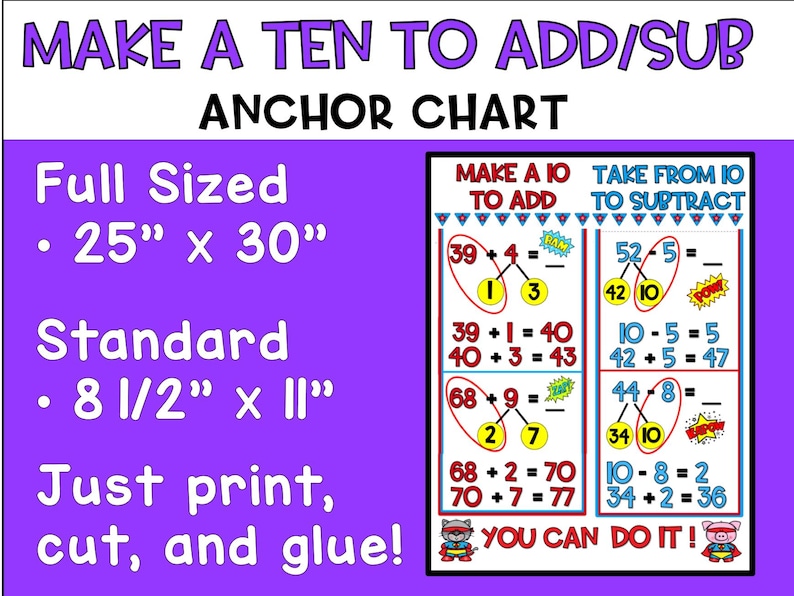 Make a Ten to Add and Subtract Anchor Chart | 2nd Grade - Etsy