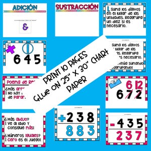 Spanish Addition and Subtraction Anchor Chart | 3rd Grade - Etsy