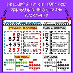 Subtraction With Regrouping Anchor Chart | Second Grade - Etsy