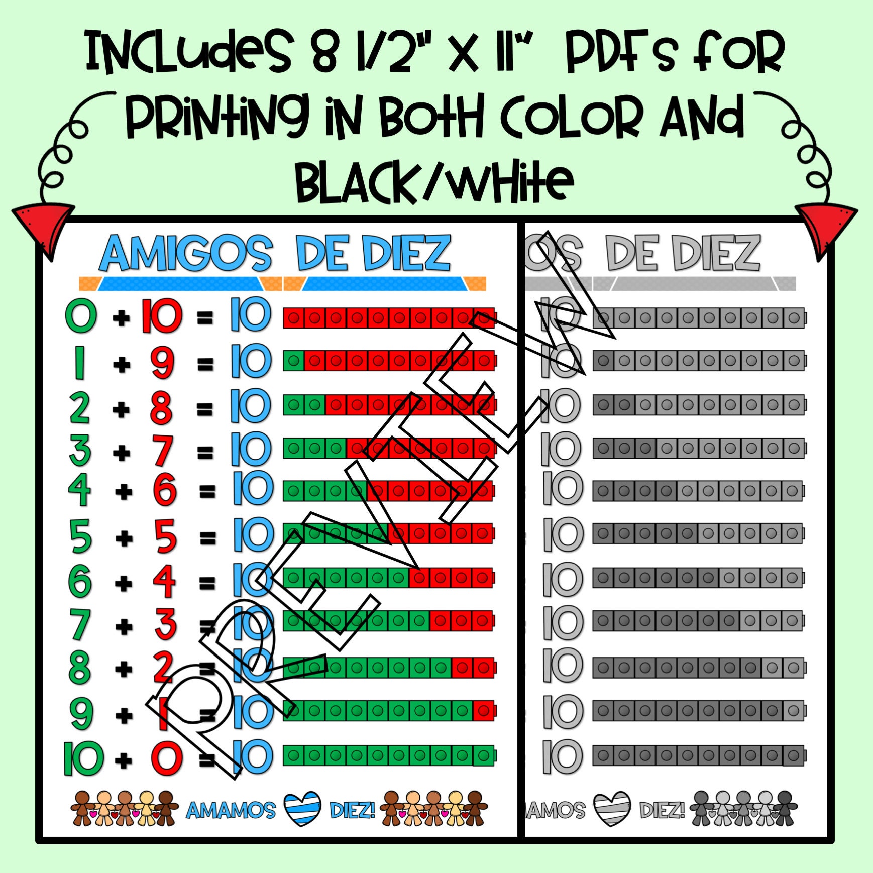 Spanish Friends of Ten Anchor Chart | First Grade - Etsy