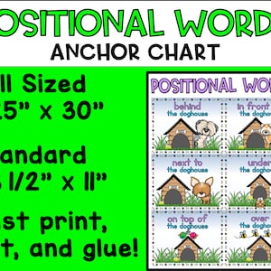 Positional Words Anchor Chart | Kindergarten - Etsy