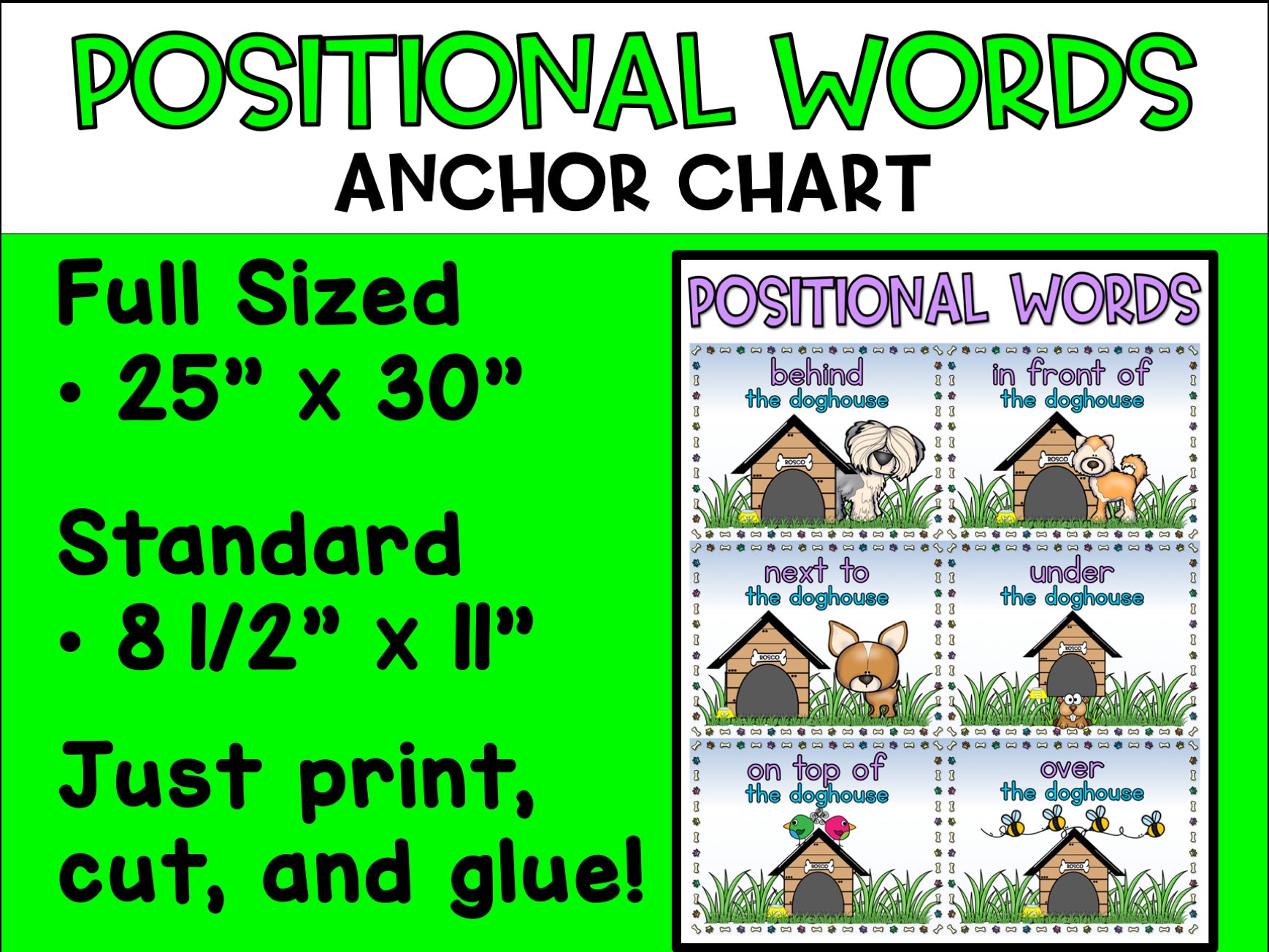 Positional Words Anchor Chart | Kindergarten - Etsy