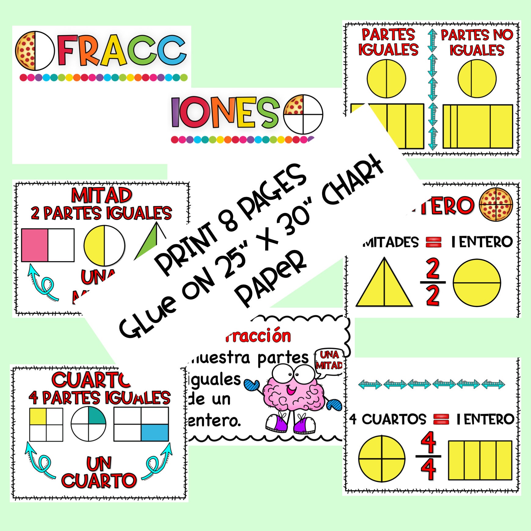 Spanish Fractions Anchor Chart | First Grade - Etsy