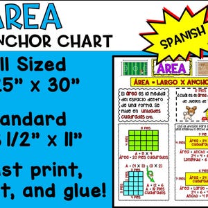 Spanish Area Anchor Chart | 3rd Grade - Etsy