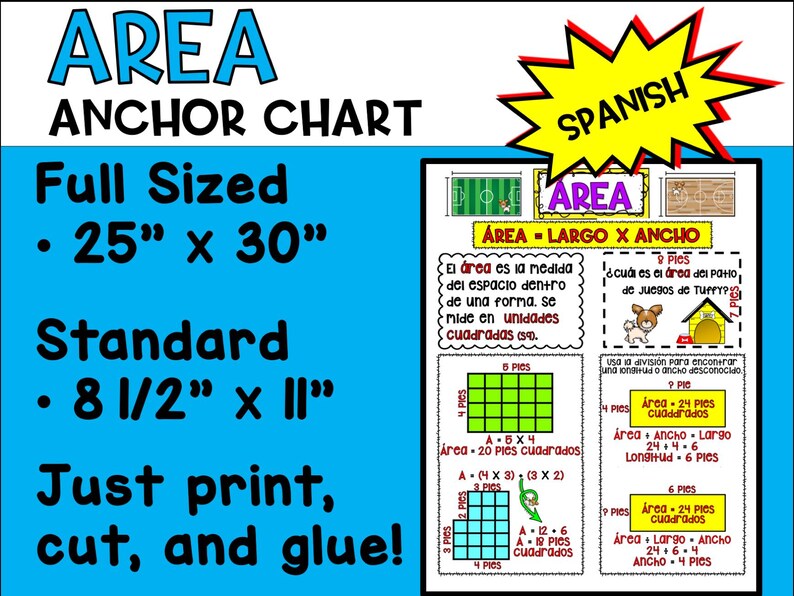 Spanish Area Anchor Chart | 3rd Grade - Etsy