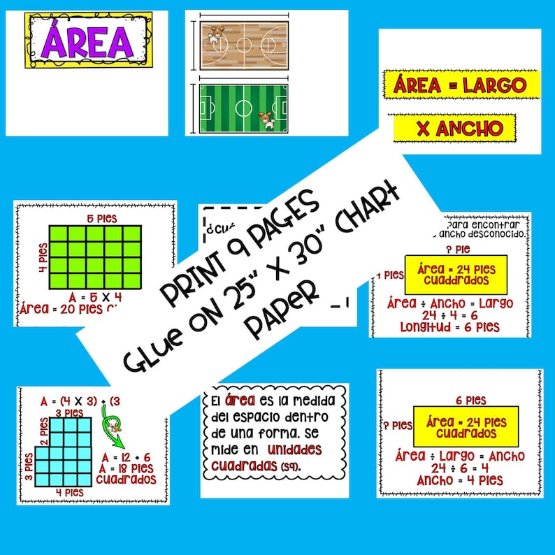 Spanish Area Anchor Chart | 3rd Grade - Etsy