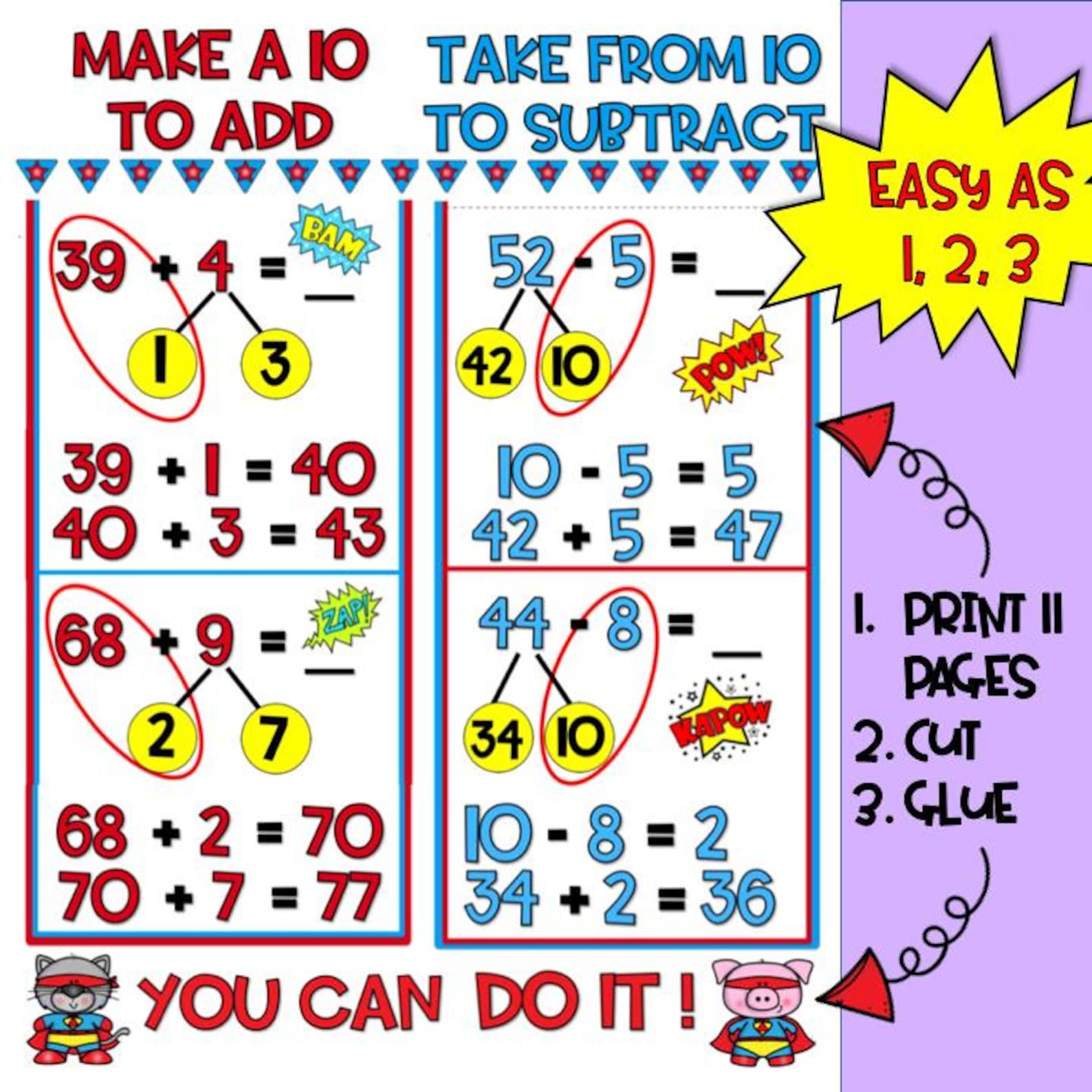 Make a Ten to Add and Subtract Anchor Chart | 2nd Grade - Etsy