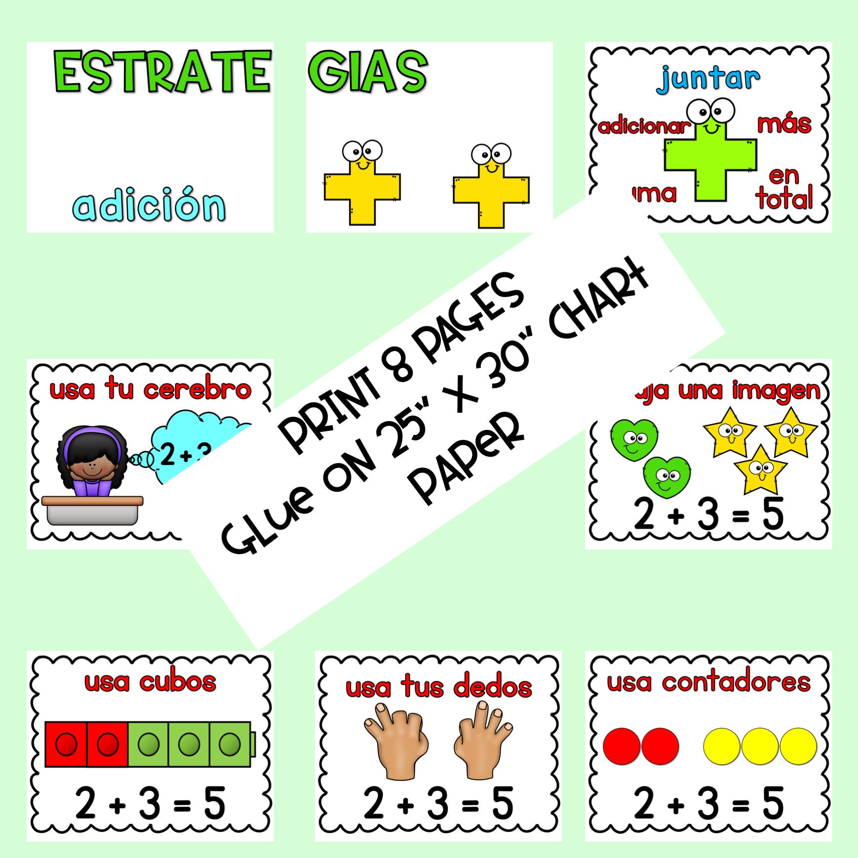 Spanish Addition Strategies Anchor Chart | Kindergarten - Etsy