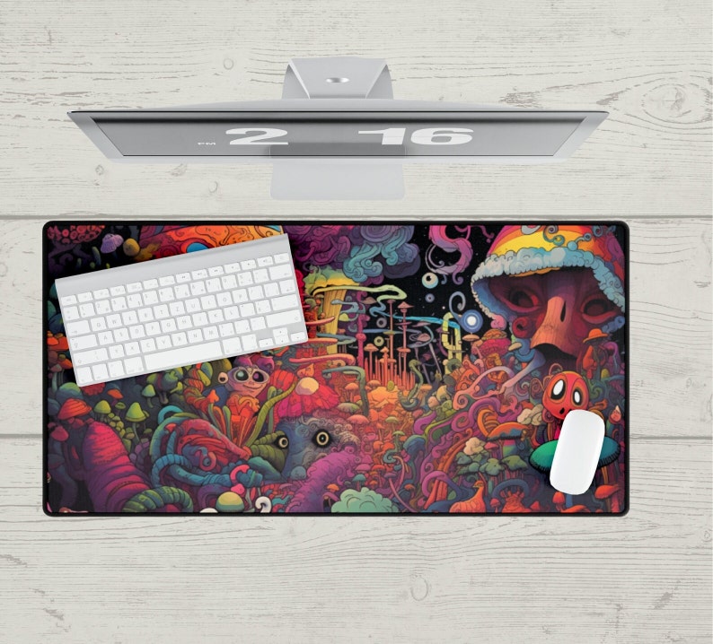 Trippy World Gamer Desk Mat, Acid Style Gaming Desk Pad, Psychedelic ...