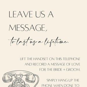 Wedding Voicemail Sign: Leave Us A Message (canva Template, 8.5x11 ...