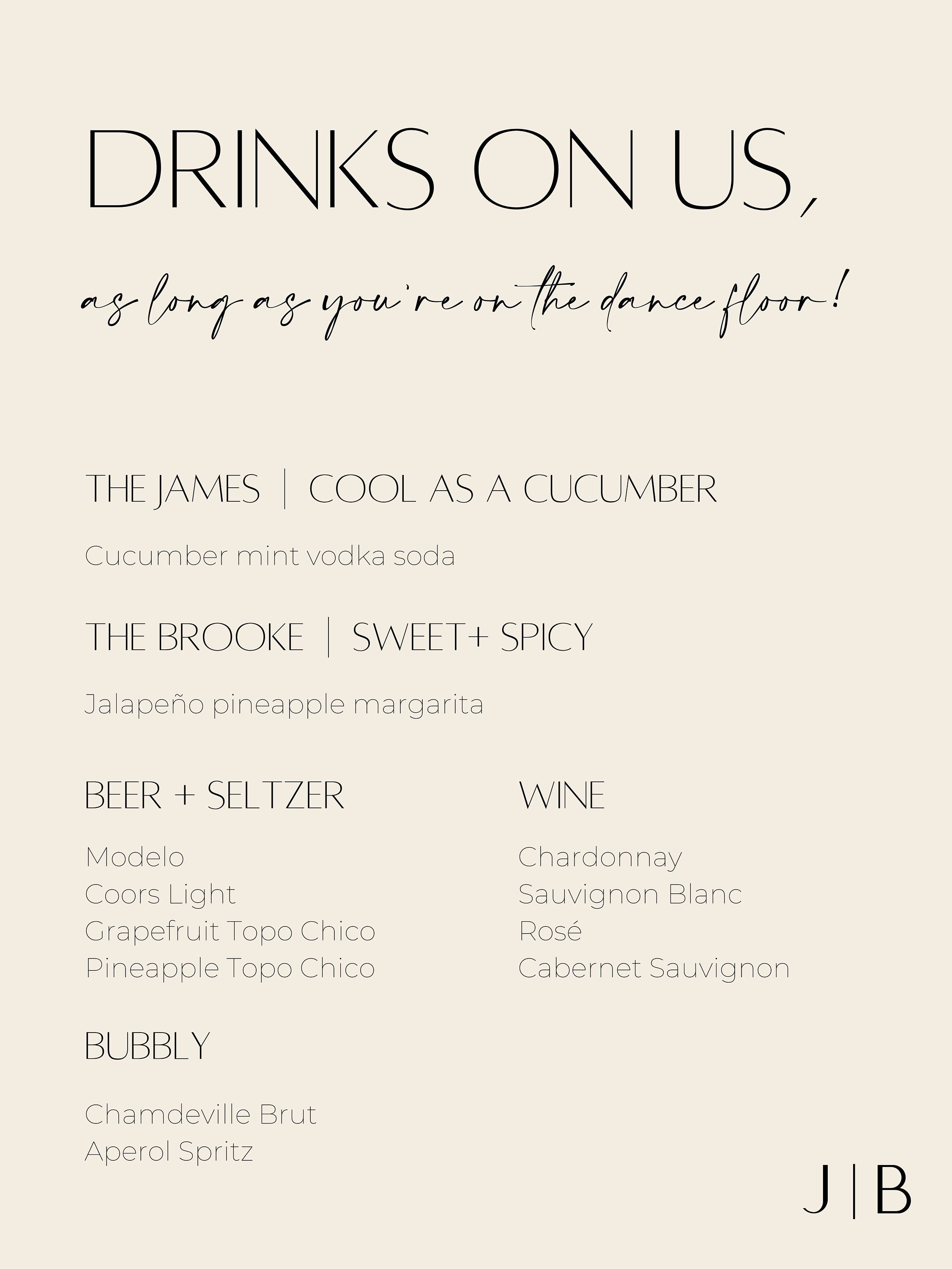 Modern Wedding Bar Menu | Customizable Canva Template | Minimalist ...
