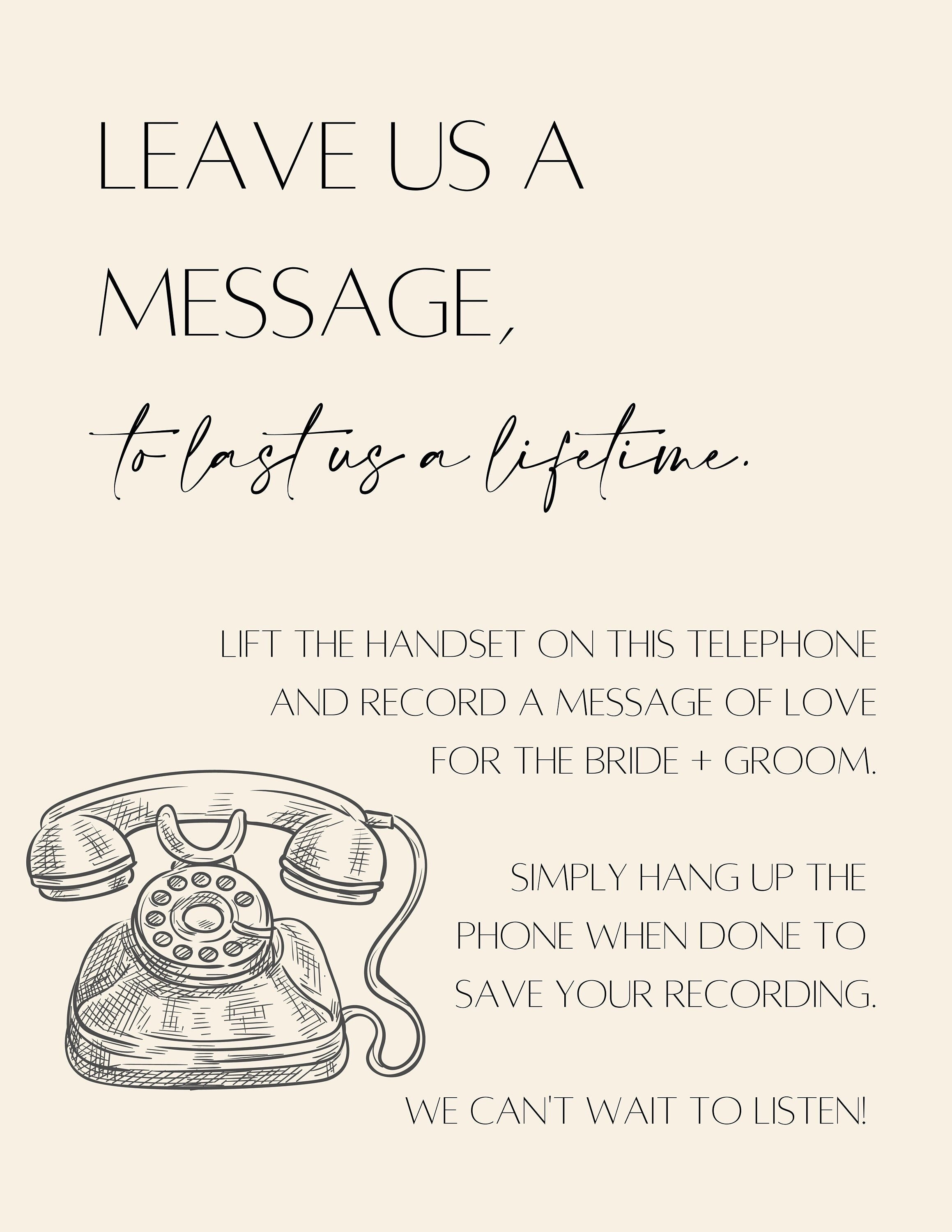 Fetefone/ After the Tone Voicemail Sign for Wedding | Wedding Guest ...