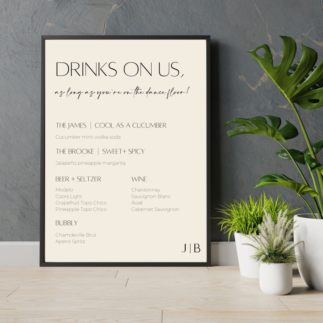 Modern Wedding Bar Menu | Customizable Canva Template | Minimalist ...