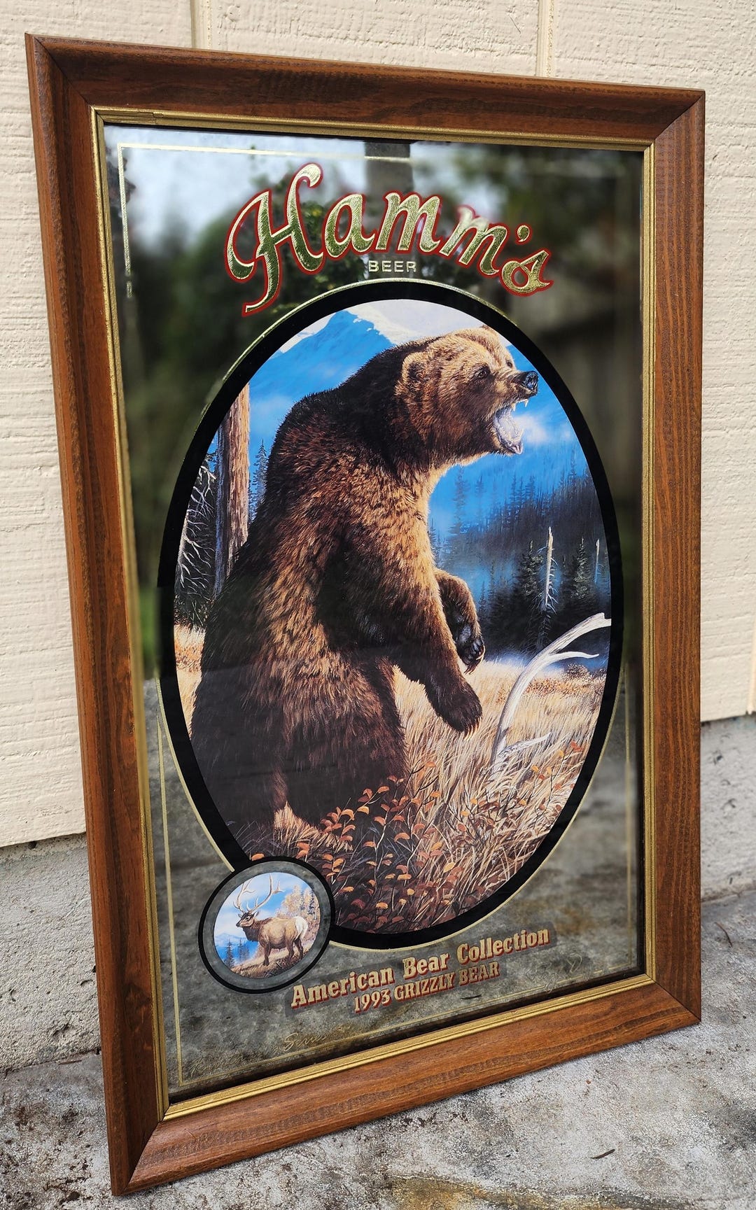 Vintage 1993 Hamm's Beer Grizzly Bear Mirror American Bear Collection ...