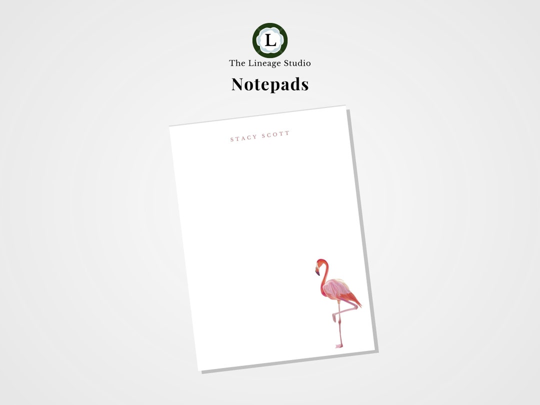 Pink Flamingo Notepad: Personalized Stationery, Hand Illustrated - Etsy